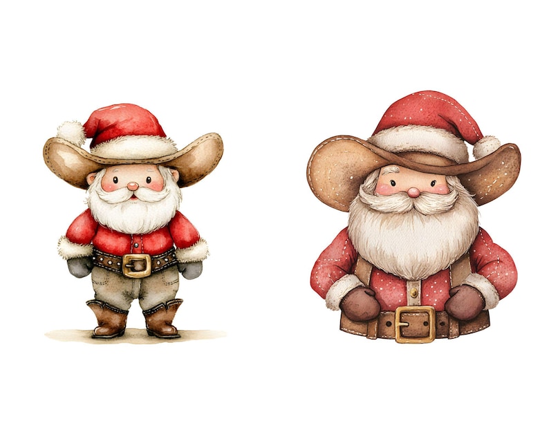Cowboy Santa Clipart: Western Christmas 16 PNG Images (digital Download ...