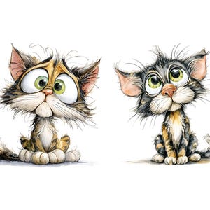 Funny Cat Watercolor Clipart: Quirky Pet Art (digital Download) - Etsy