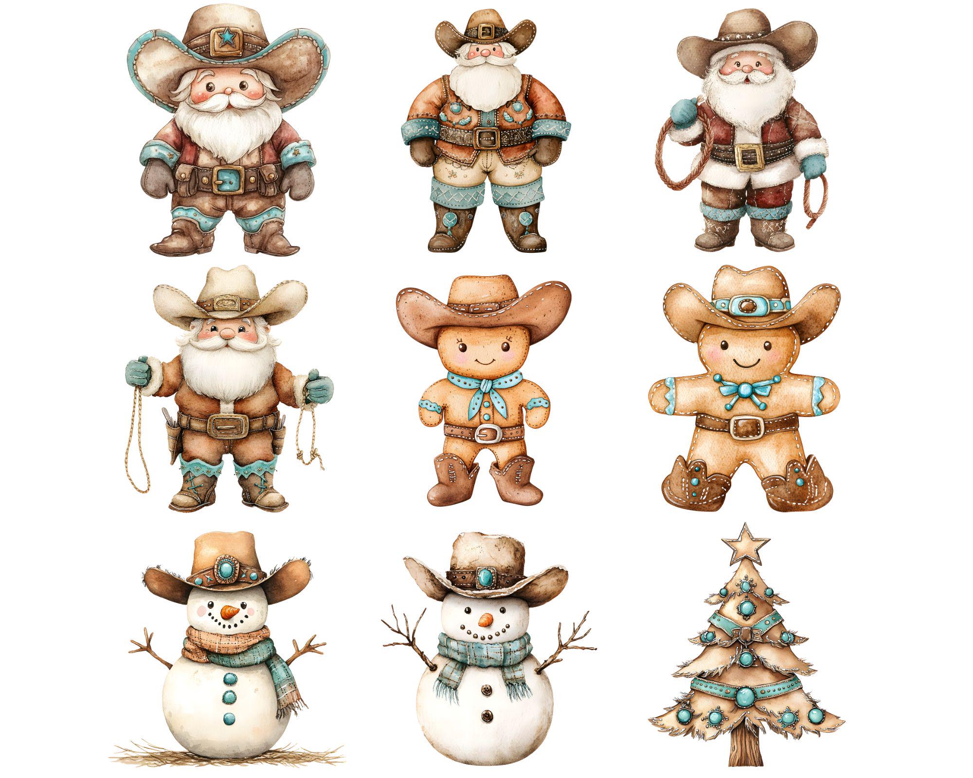 Rustic Cowboy Christmas Clipart Bundle: 45 PNG Files (digital Download ...