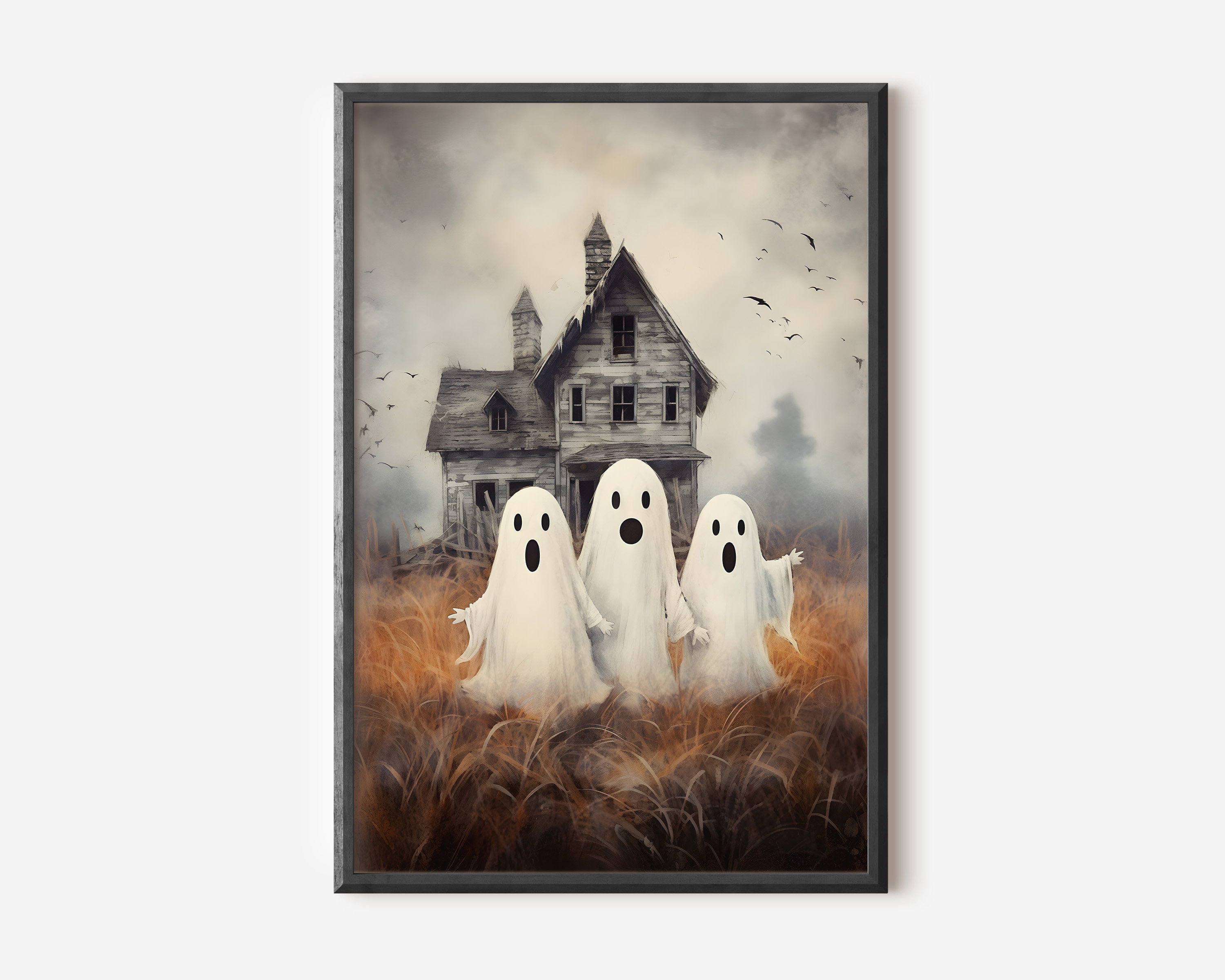Ghost Wall Art Print, Cute Ghost Decor, Halloween Printable, Ghost ...