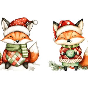 Cute Christmas Fox Clipart, 14 JPG, Whimsical Xmas Clip Art, Paper ...