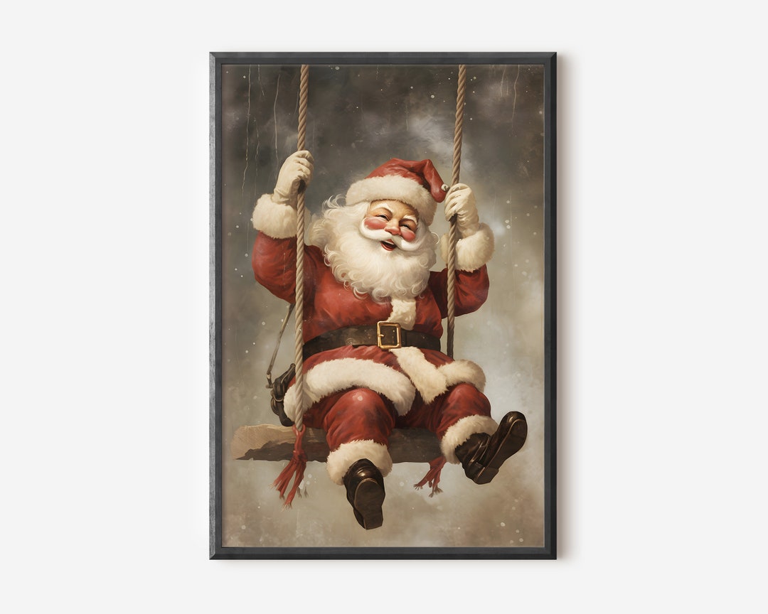 Swinging Santa Claus Wall Art, Santa Printable, Santa Wall Decor ...
