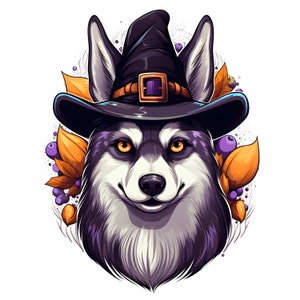 Halloween Siberian Husky Clipart, 12 Jpgs, Watercolor Halloween ...