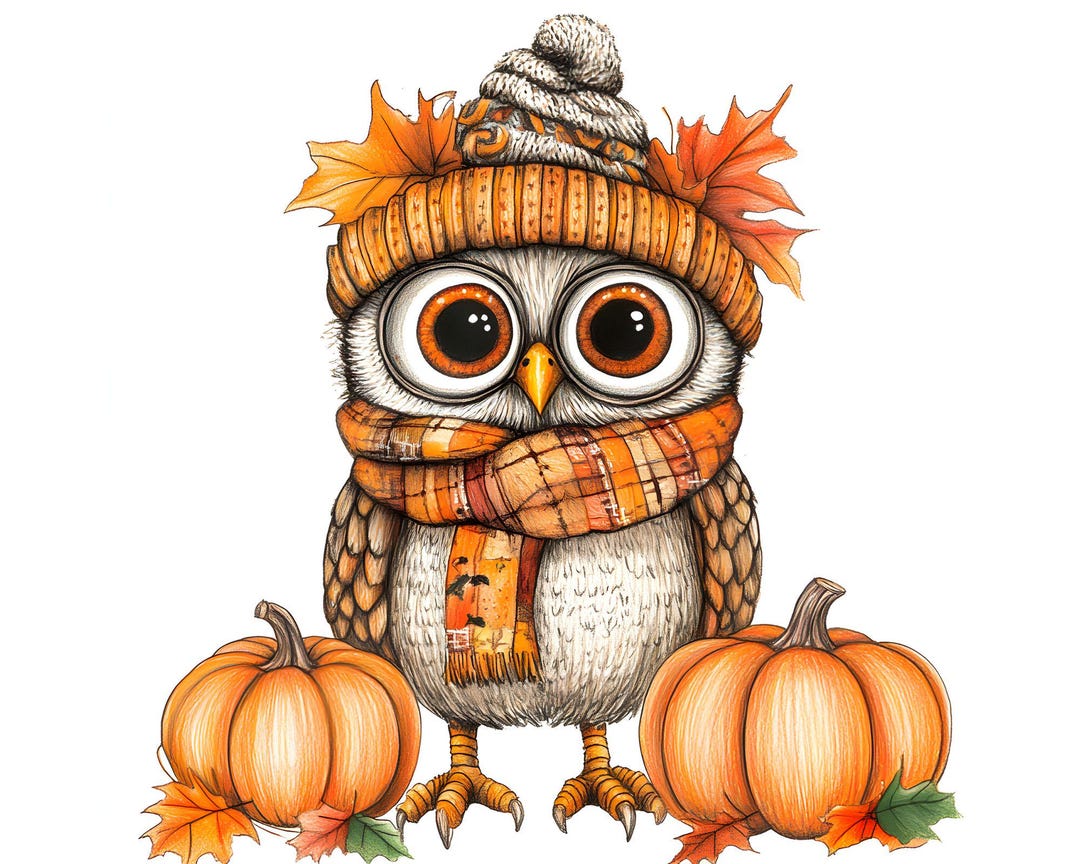 Autumn Owl Clipart, 14 JPG, Cute Owl Fall Clip Art, Paper Crafting ...