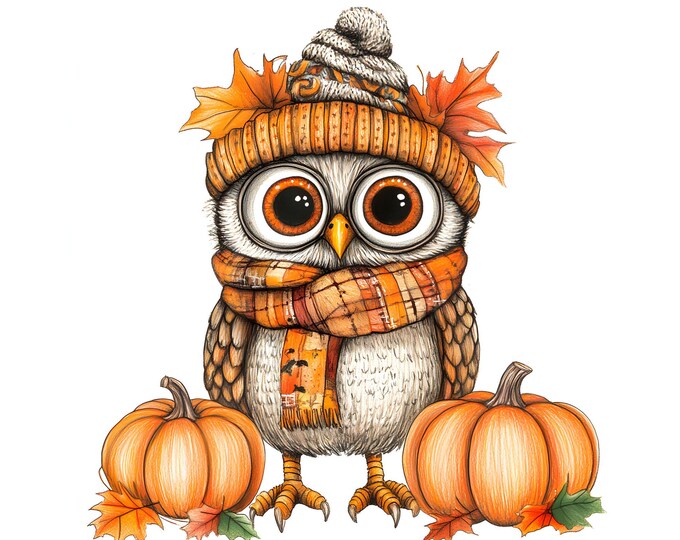 Cute Fall Owls Clipart Bundle, Watercolor Autumn Owl Clip Art Images ...
