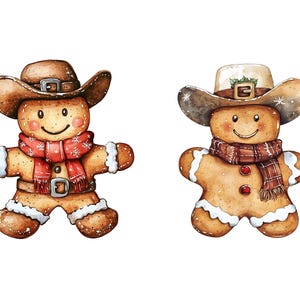 Cowboy Gingerbread Christmas Clipart: 14 PNG Images (digital Download ...