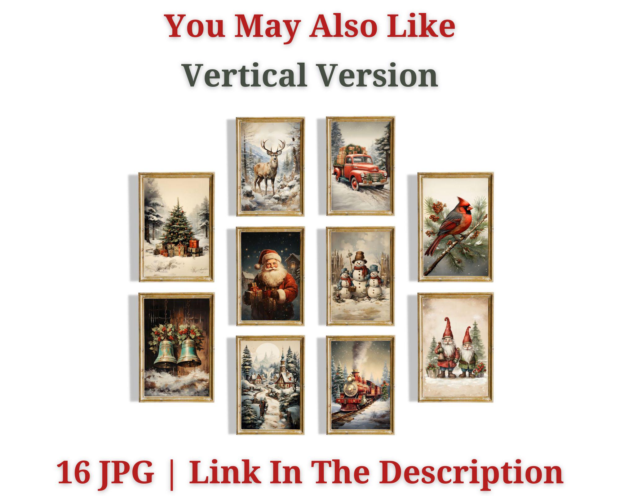 Vintage Christmas Wall Art Prints: Square Holiday Decor (digital ...