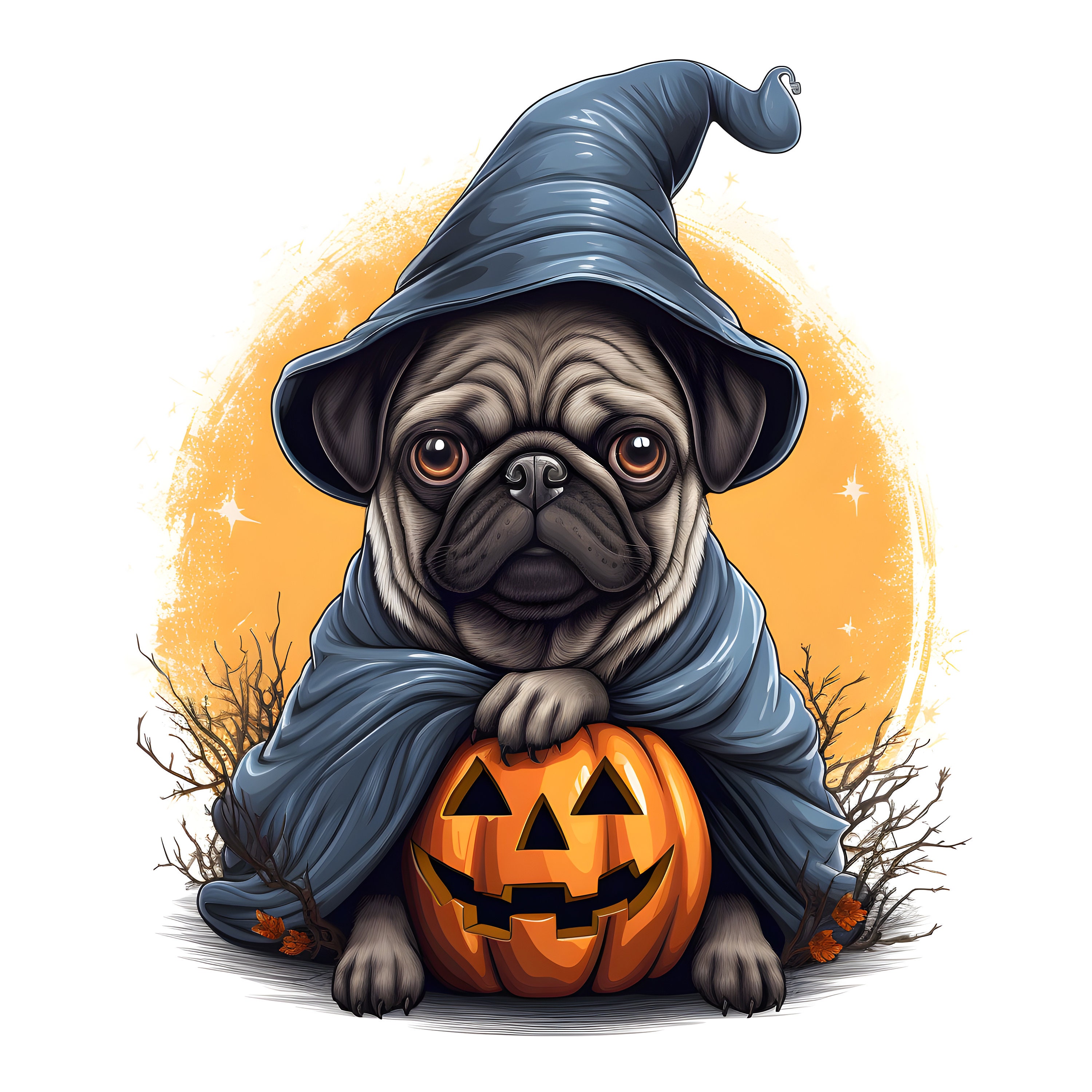 Halloween Pug Clipart 12 Jpgs Watercolor Pug Watercolor - Etsy