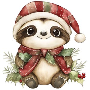 Christmas Sloth Clipart, 14 JPG, Whimsical Xmas Clip Art, Paper Crafts ...