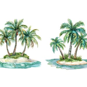 Watercolor Palm Tree Clipart, 16 JPG, Tropical Clip Art, Digital Paper ...