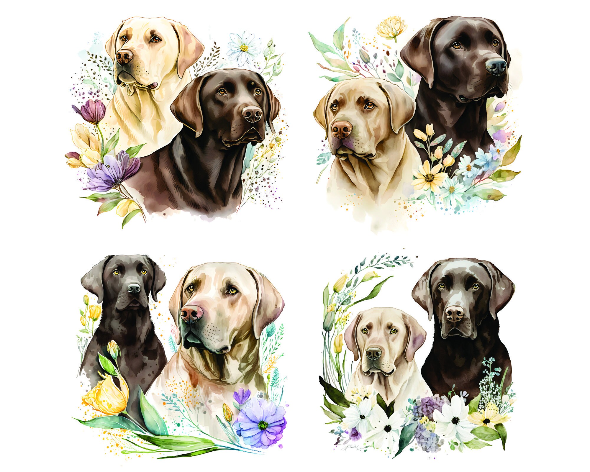 Spring Labrador Retriever Clipart 20 Jpgs Watercolor - Etsy