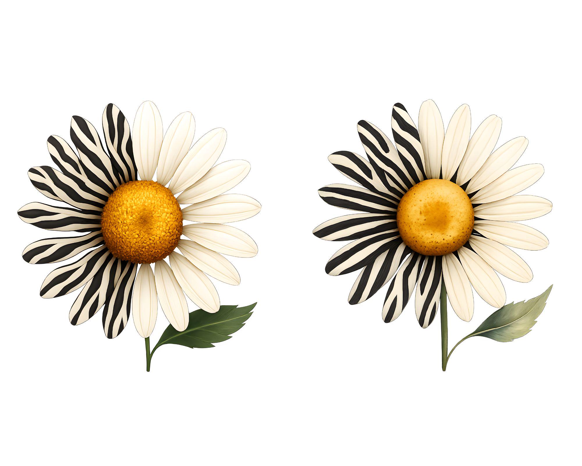 Zebra Print Daisy Clipart: Watercolor Floral 24 PNG Bundle (digital ...