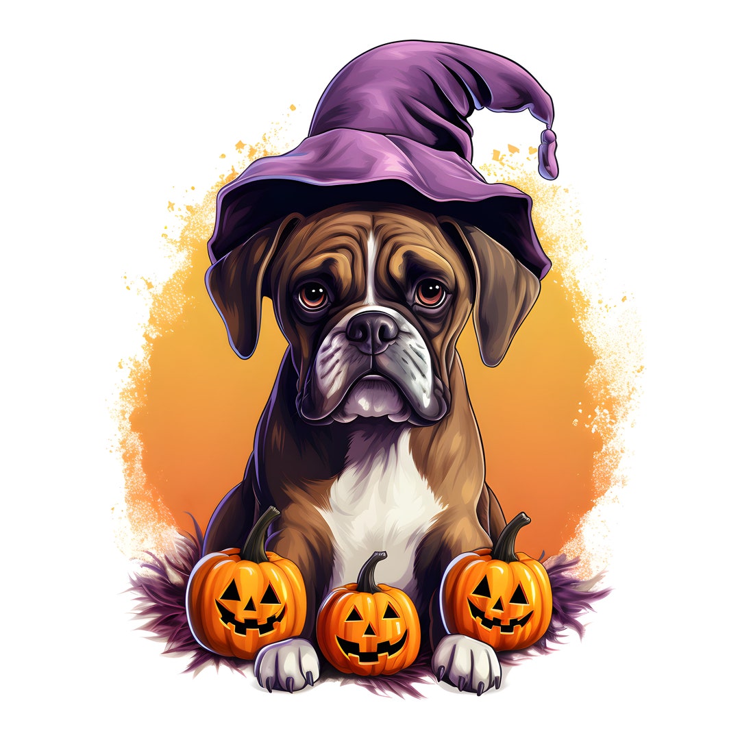 Halloween Boxer Clipart, 12 Jpgs, Watercolor Boxer, Watercolor ...