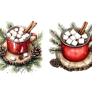Christmas Hot Chocolate Clipart: Festive Cocoa JPG Images (digital ...