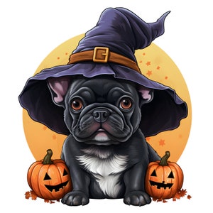 Halloween French Bulldog Clipart, 12 Jpgs, Watercolor Halloween, Cute ...
