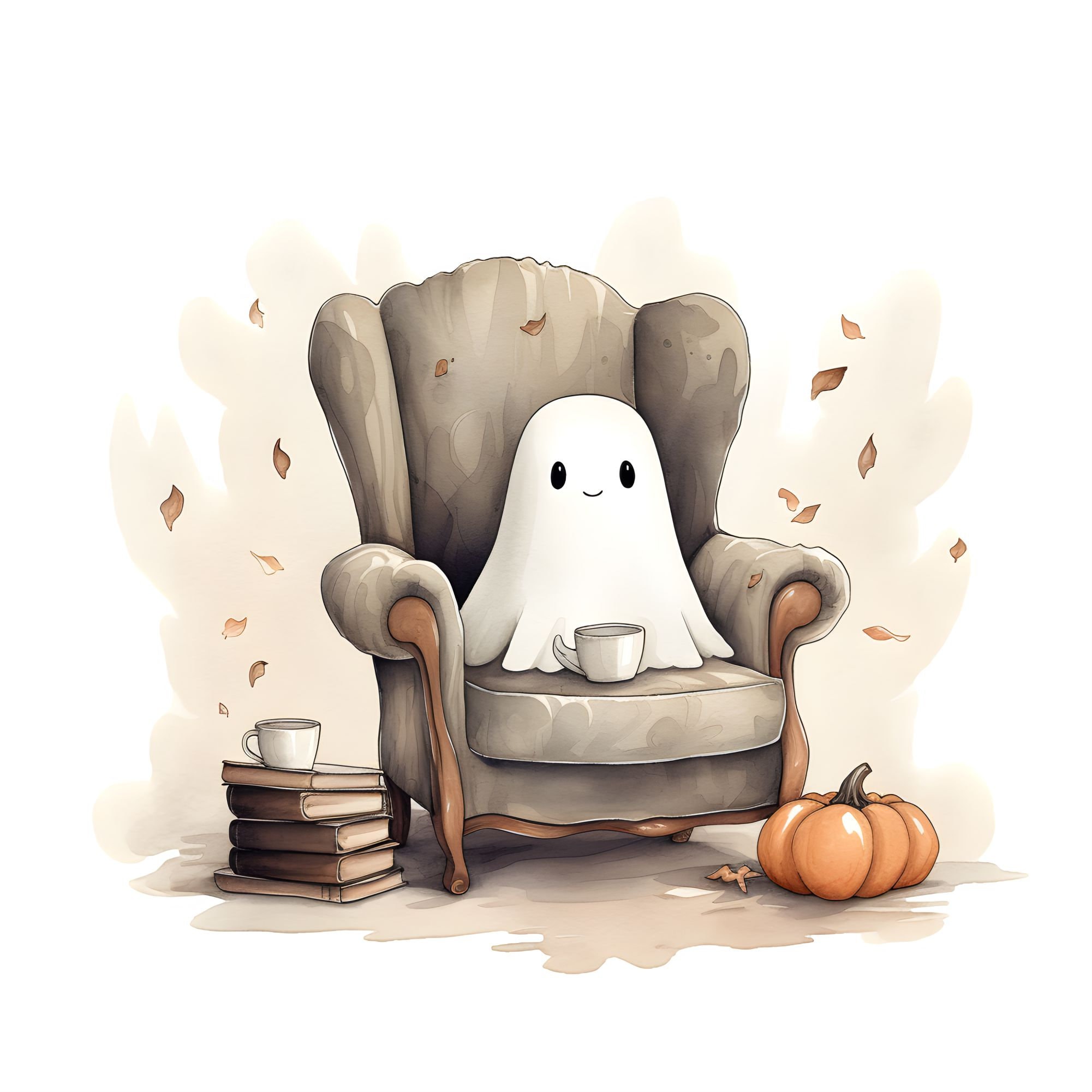Ghost on Chair Clipart, Ghost PNG, Halloween Clipart, Cute Ghost Png ...