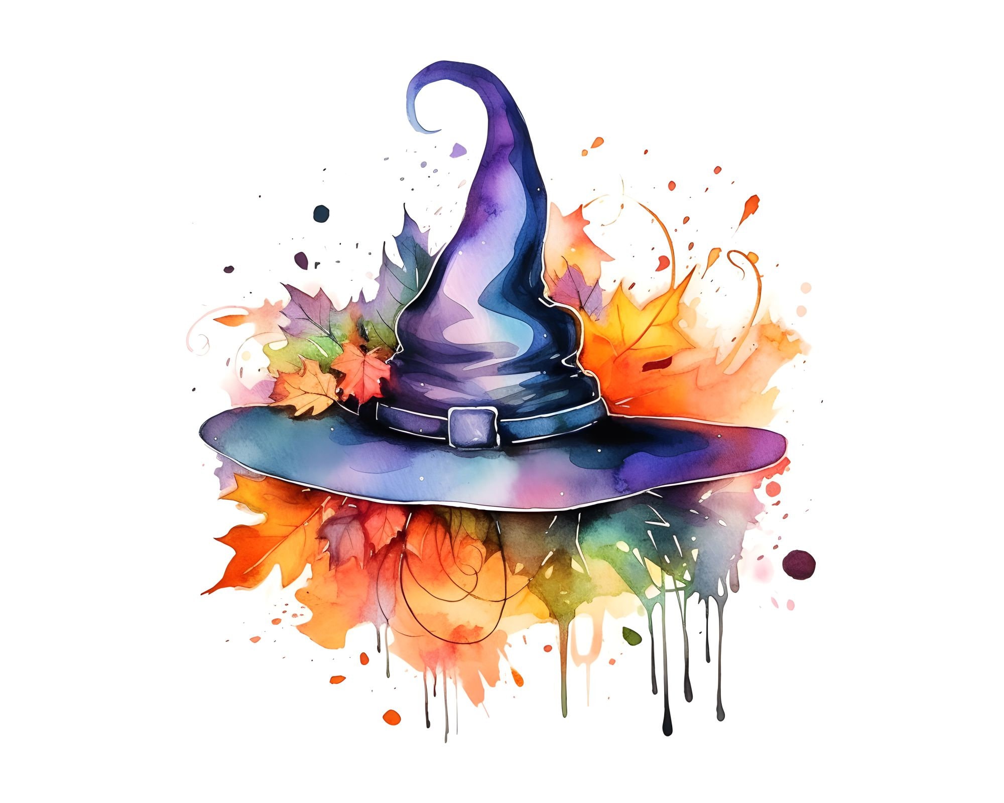Halloween Witch Hat Clipart, 14 High-quality Jpgs, Watercolor Clipart ...