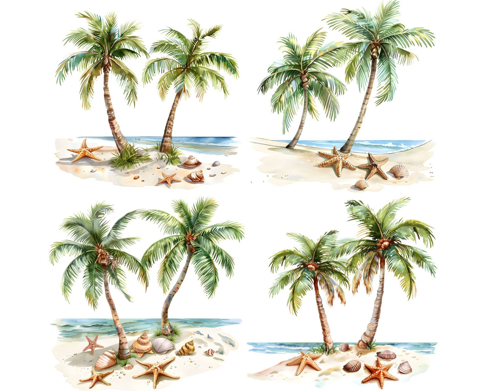 Beach Palm Tree Clipart: Summer Scrapbooking Jpgs (digital Download) - Etsy