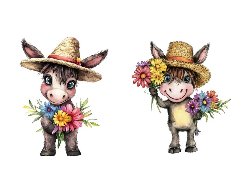 Watercolor Mule Clipart, Floral Farm Animal Art (digital Clip) - Etsy