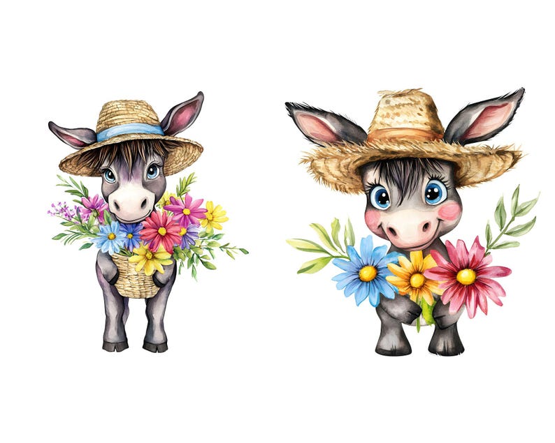 Watercolor Mule Clipart, Floral Farm Animal Art (digital Clip) - Etsy