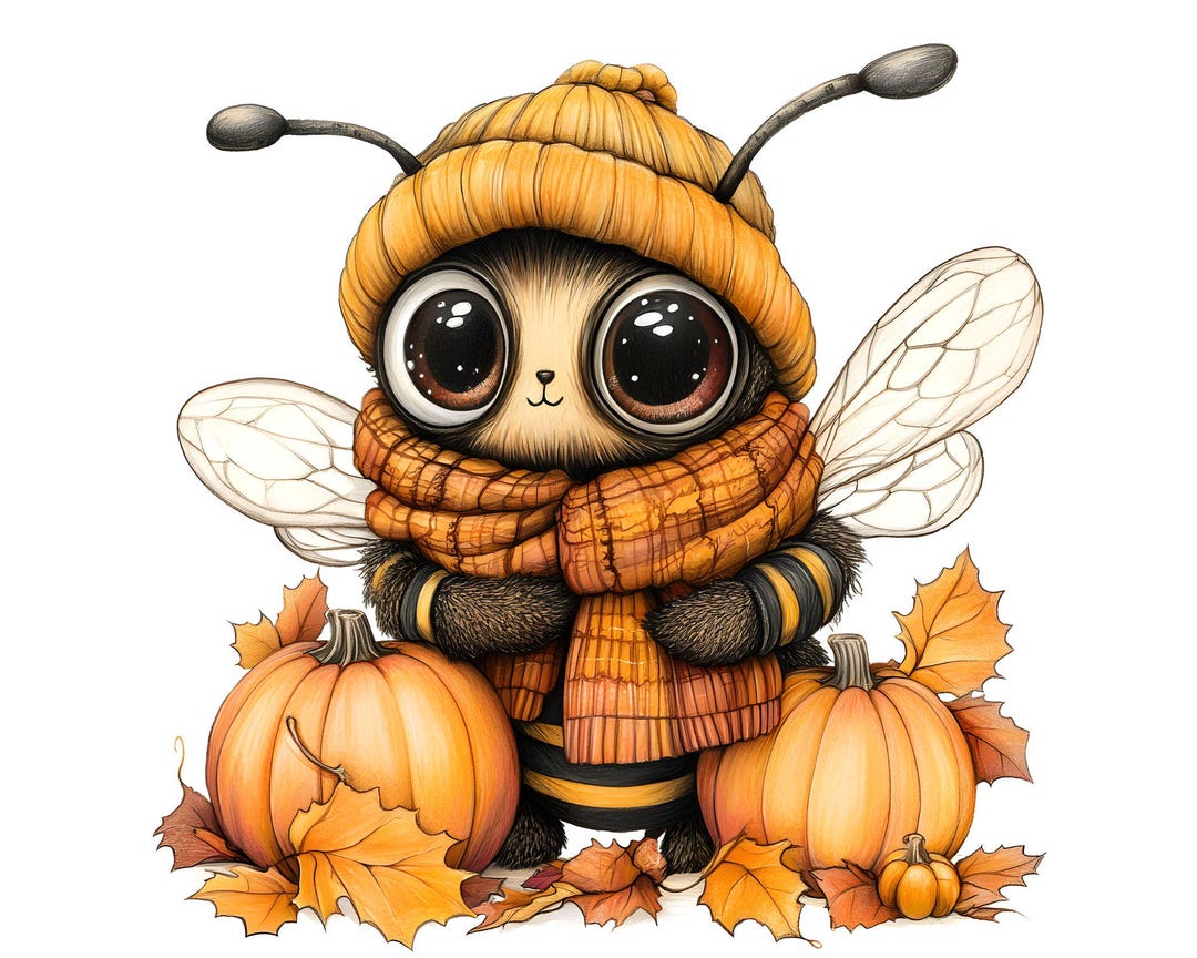 Autumn Bee Clipart, 14 JPG, Cute Fall Clip Art, Paper Crafting, Card ...