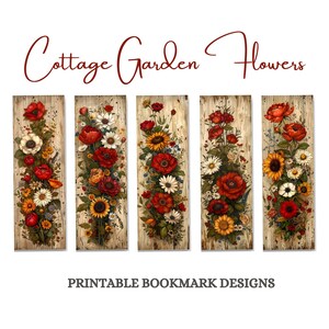 Cottage Garden Flowers Bookmarks, Set of 30 PNG/JPG, 2x6 Inch ...