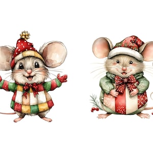 Cute Christmas Mouse Clipart, 14 JPG, Whimsical Xmas Clip Art, Paper ...