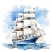 Watercolor Sailing Ship Clipart, 20 High Quality JPG, Digital Paper ...