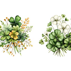 St. Patrick's Day Watercolor Clipart: Lucky Clover Floral (16 JPG ...