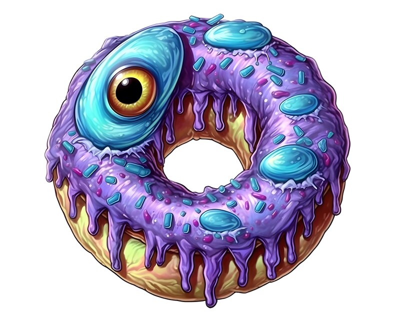 Monster Halloween Donut, 12 High-quality Jpgs, Spooky Donut, Halloween ...
