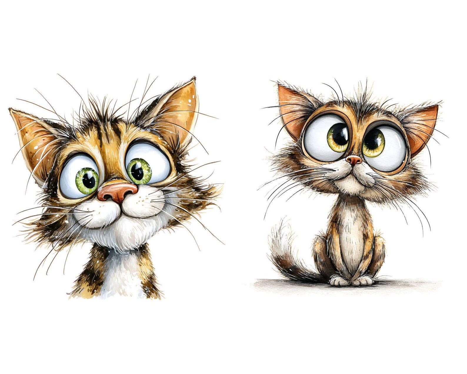 Funny Cat Watercolor Clipart: Quirky Pet Art (digital Download) - Etsy