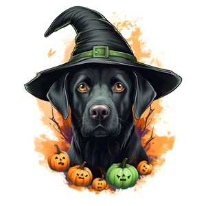 Halloween Black Labrador Clipart, 12 Jpgs, Watercolor Halloween ...