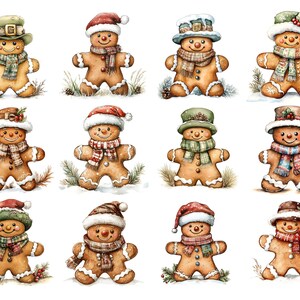 Christmas Gingerbread Man Clipart Bundle, 60 JPG, Xmas Clip Art, Card ...