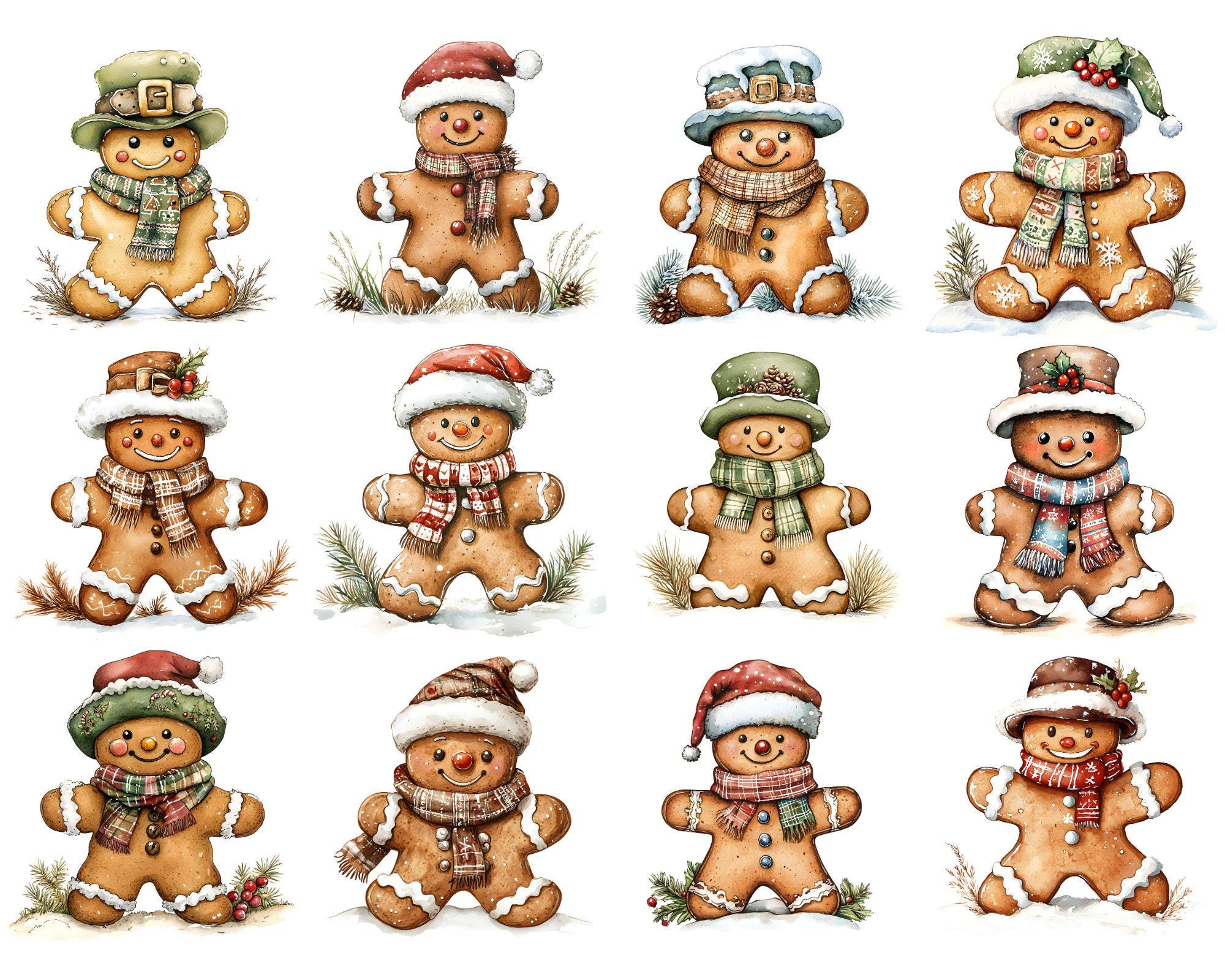 Christmas Gingerbread Man Clipart Bundle: 60 Xmas Jpgs (digital ...