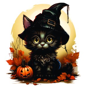 Cute Halloween Cat Clipart, 12 Jpgs, Halloween Clipart, Halloween Cat ...