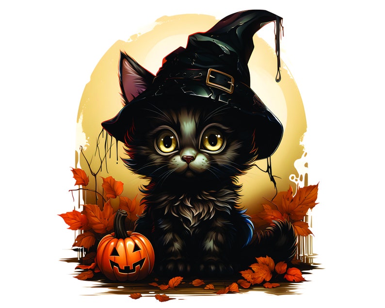 Cute Halloween Cat Clipart 12 Jpgs Halloween Clipart - Etsy