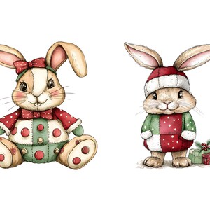 Cute Christmas Bunny Clipart, 14 JPG, Whimsical Xmas Clip Art, Paper ...