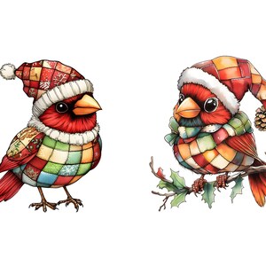 Christmas Cardinal Clipart: Whimsical Xmas Bird JPG (digital Download ...
