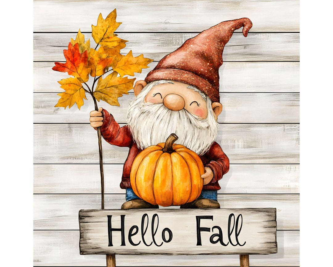 Hello Fall Gnome Illustrations, 24 JPG, Scrapbooking Images, Card ...