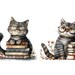 Cat With Stack of Books Clipart, 16 JPG, Watercolor Kitten, Cute Cat ...