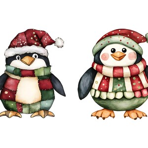 Christmas Penguin Clipart, 14 JPG, Whimsical Xmas Clip Art, Paper ...