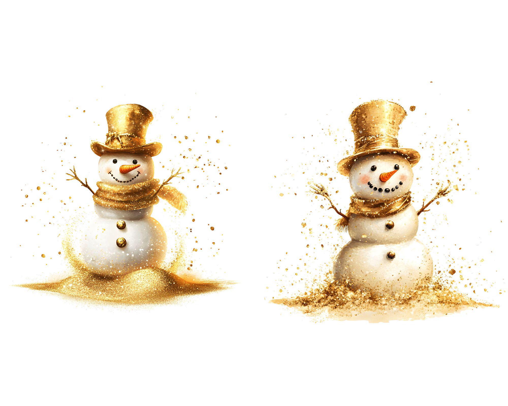 Watercolor Golden Snowman Clip Art: Christmas Card Making (digital ...