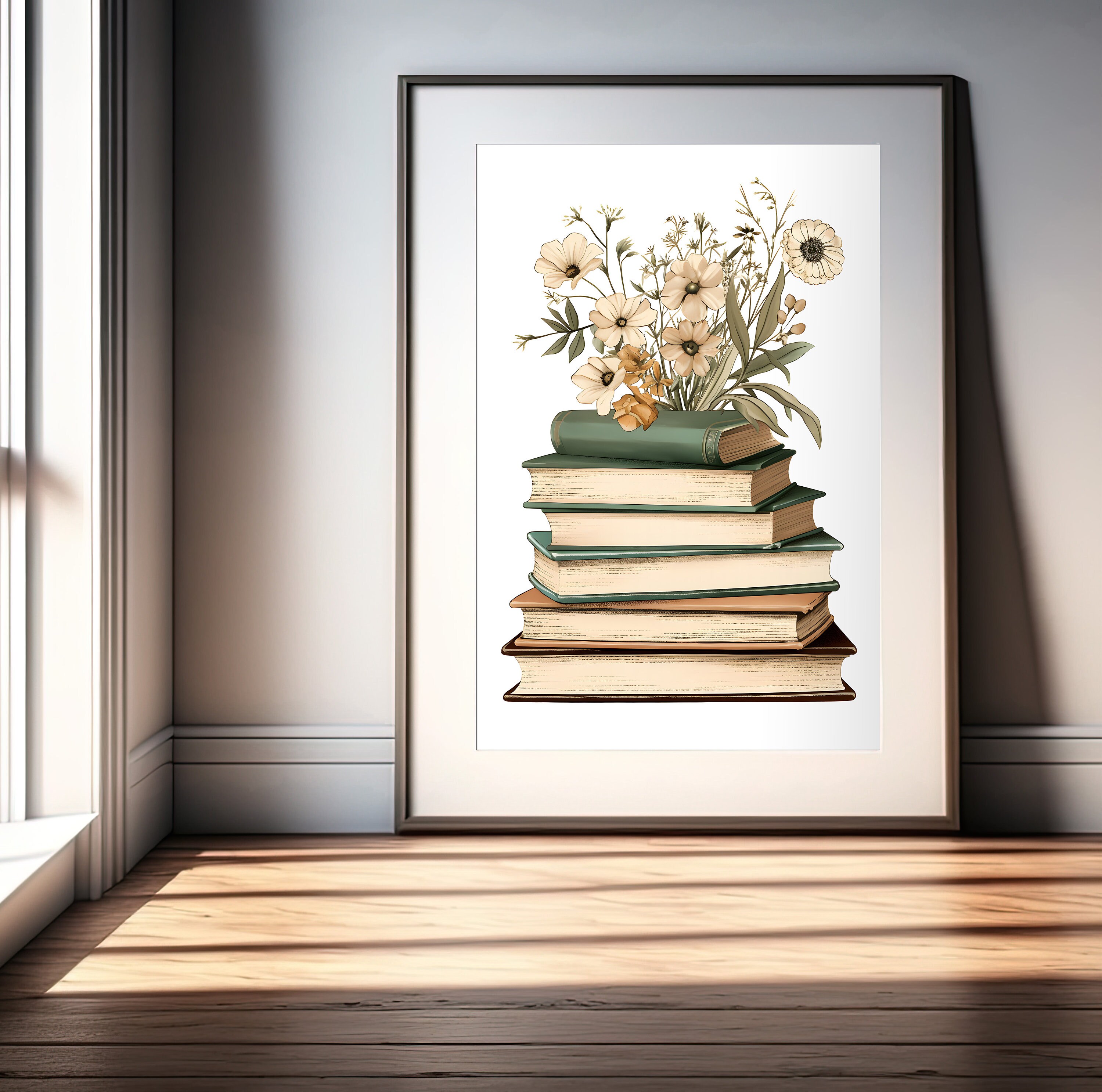 Stack of Books Wall Art, Downloadable Art Print, Printable Wall Art ...
