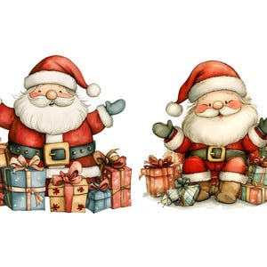 Santa Claus With Christmas Gifts Clipart, 12 JPG, Xmas Clip Art, Paper ...