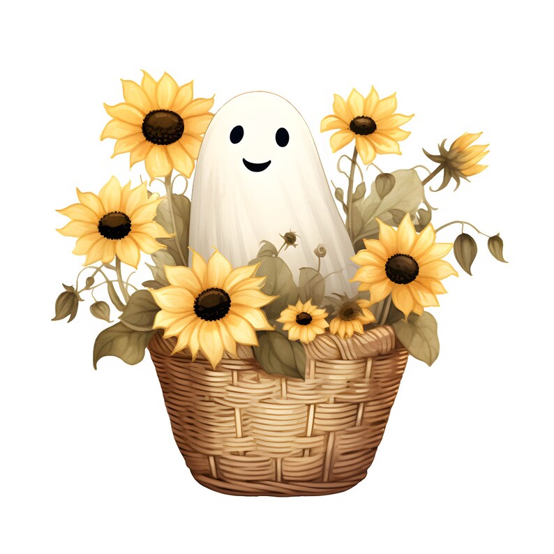 Sunflower Ghost Clipart Ghost Png Halloween Clipart - Etsy