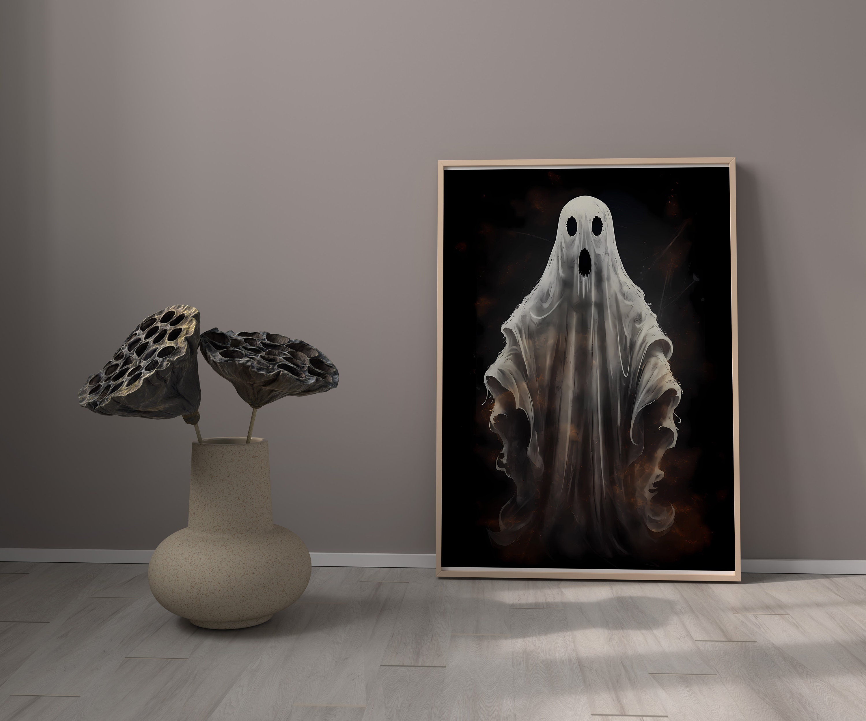 Ghost Wall Art Print, Ghost Printable Art, Halloween Decor, Vintage ...