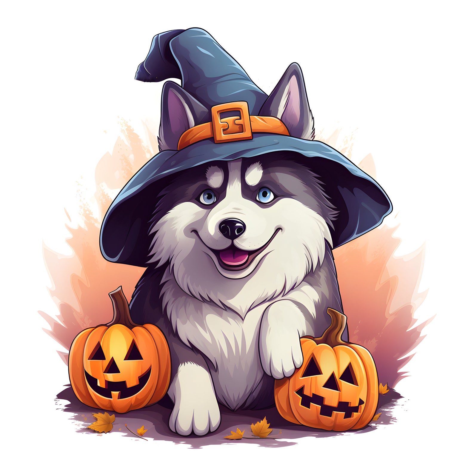 Halloween Siberian Husky Clipart 12 Jpgs Watercolor - Etsy