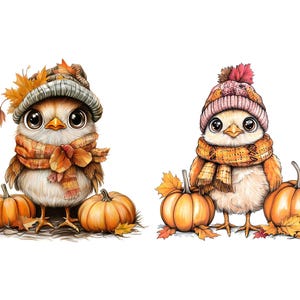 Autumn Chicken Clipart, 14 JPG, Cute Fall Clip Art, Paper Crafting ...