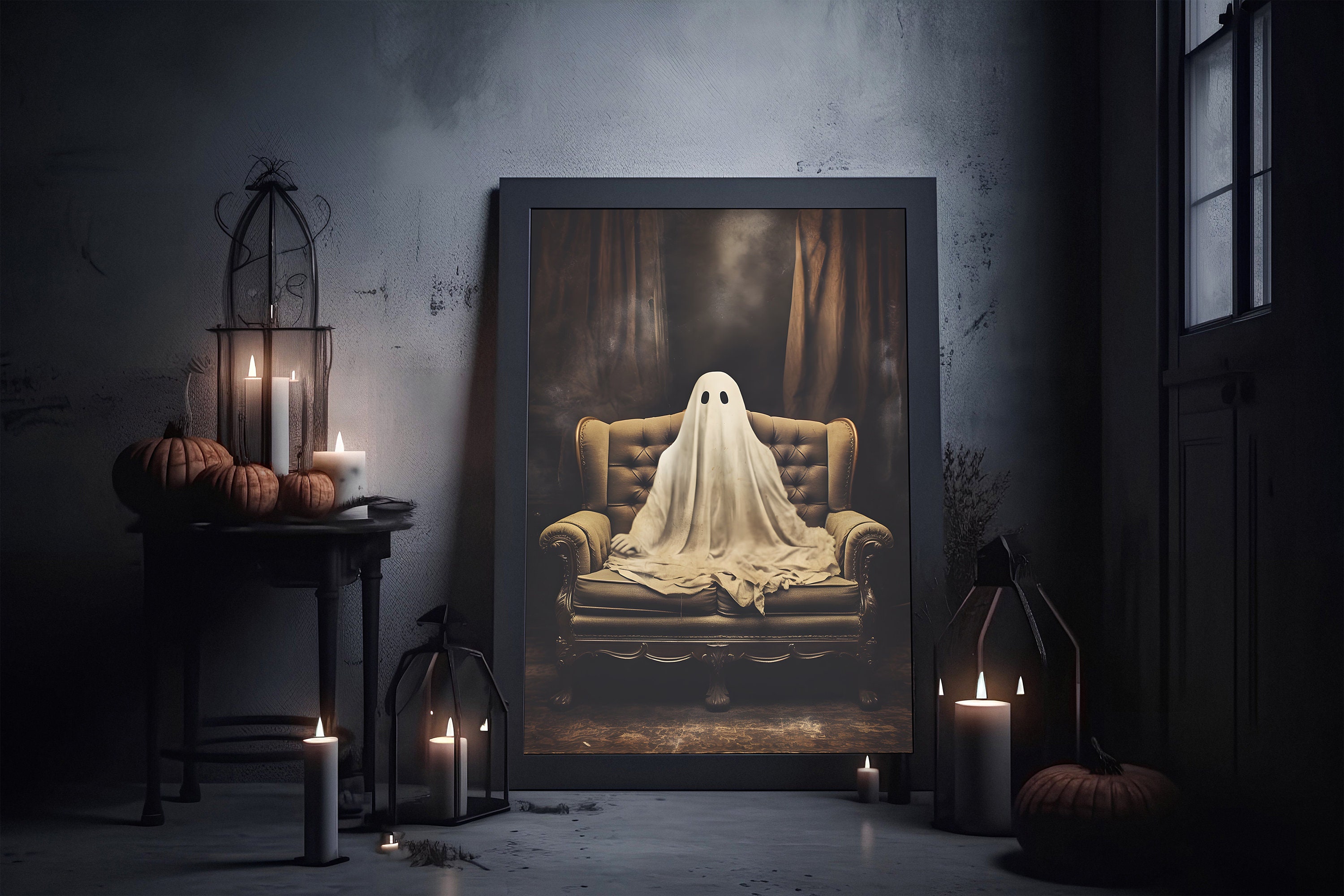 Printable Ghost Art, Vintage Ghost Wall Art, Vintage Halloween Wall ...