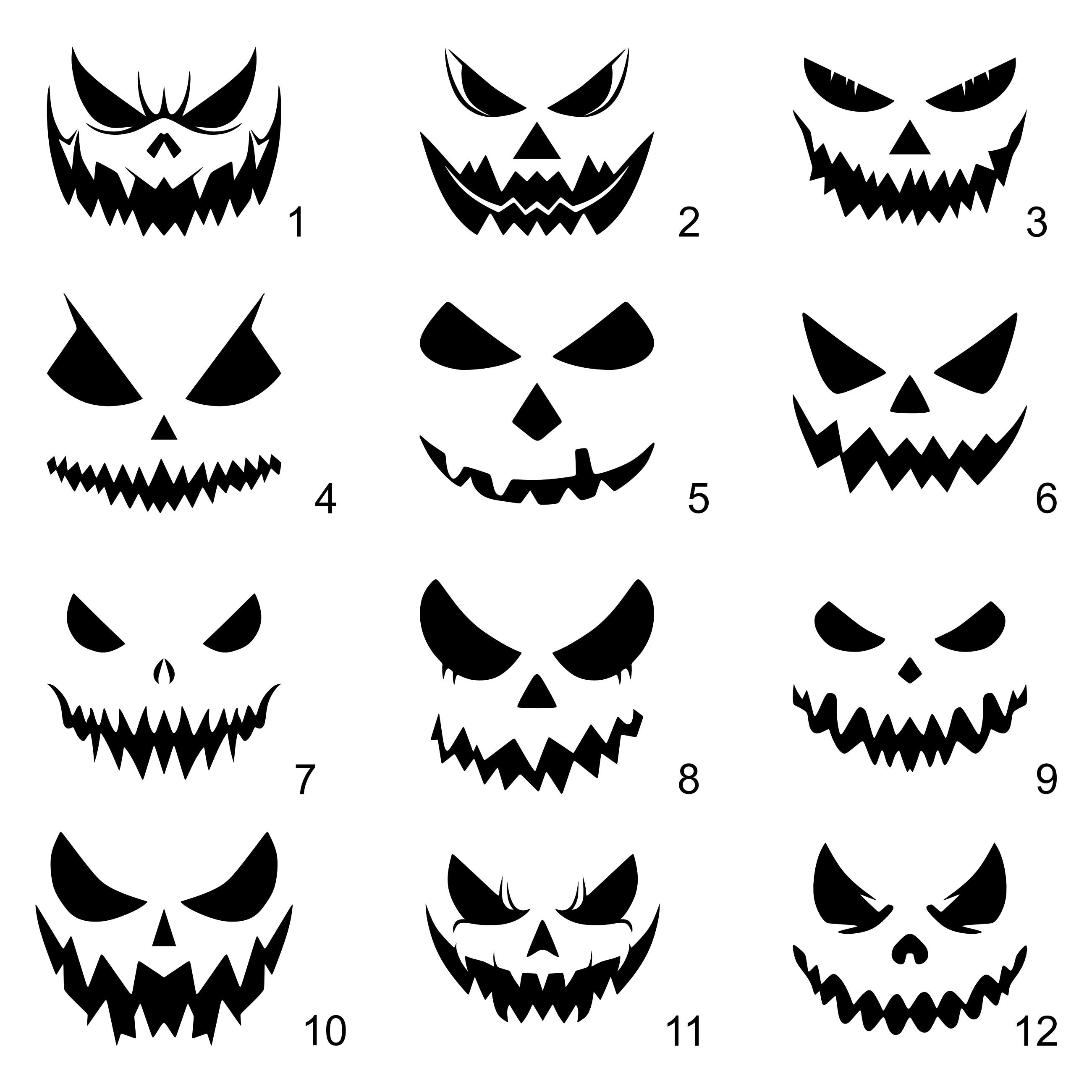 Jack-o'-lantern Face SVG Bundle – 50 Halloween Pumpkin Silhouettes ...